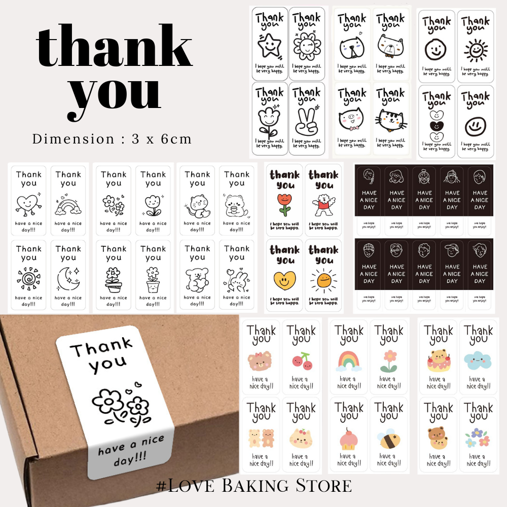 LBS • 100pcs | 3x6cm |Thank You Stickers Gift Parcel Seal Labels ...