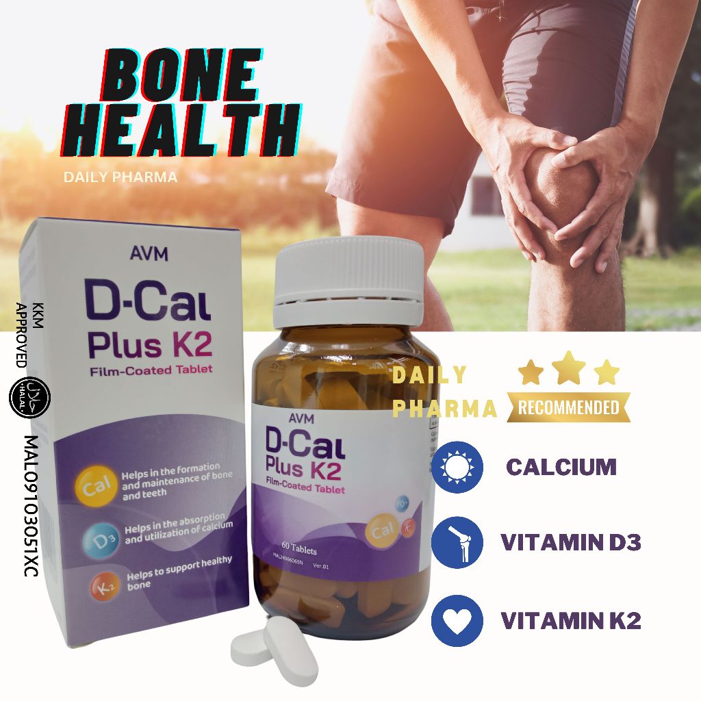 Dcal plus Calcium vitamin D3 vitamin K2 bone tulang joint 60”s | Shopee ...