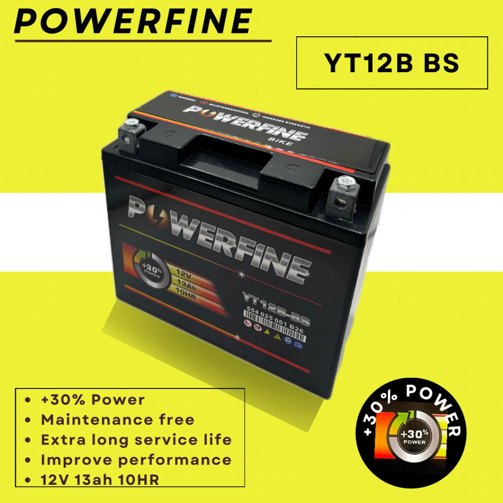 YT12B-BS BT12B BATTERY POWERFINE MONFA YAMAHA FZ6 XJ6 VMAX / KAWASAKI ...