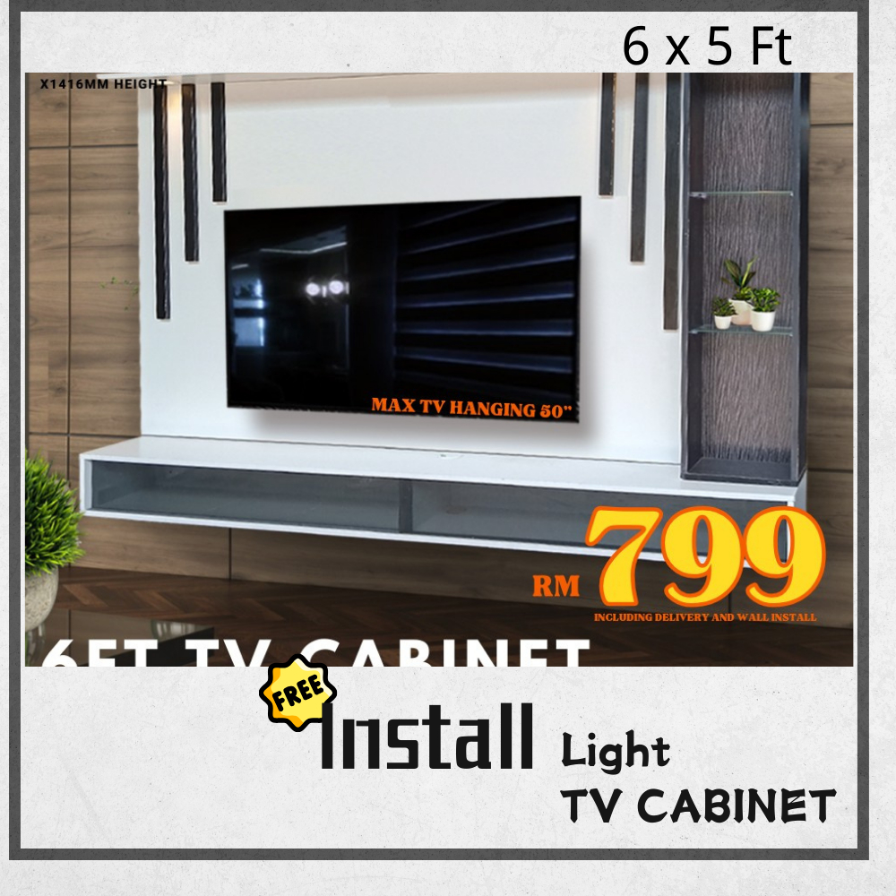 🔥 Free Install 🔥 EE LIFE DESIGN - 6ft TV Cabinet | Hanging Cabinet ...