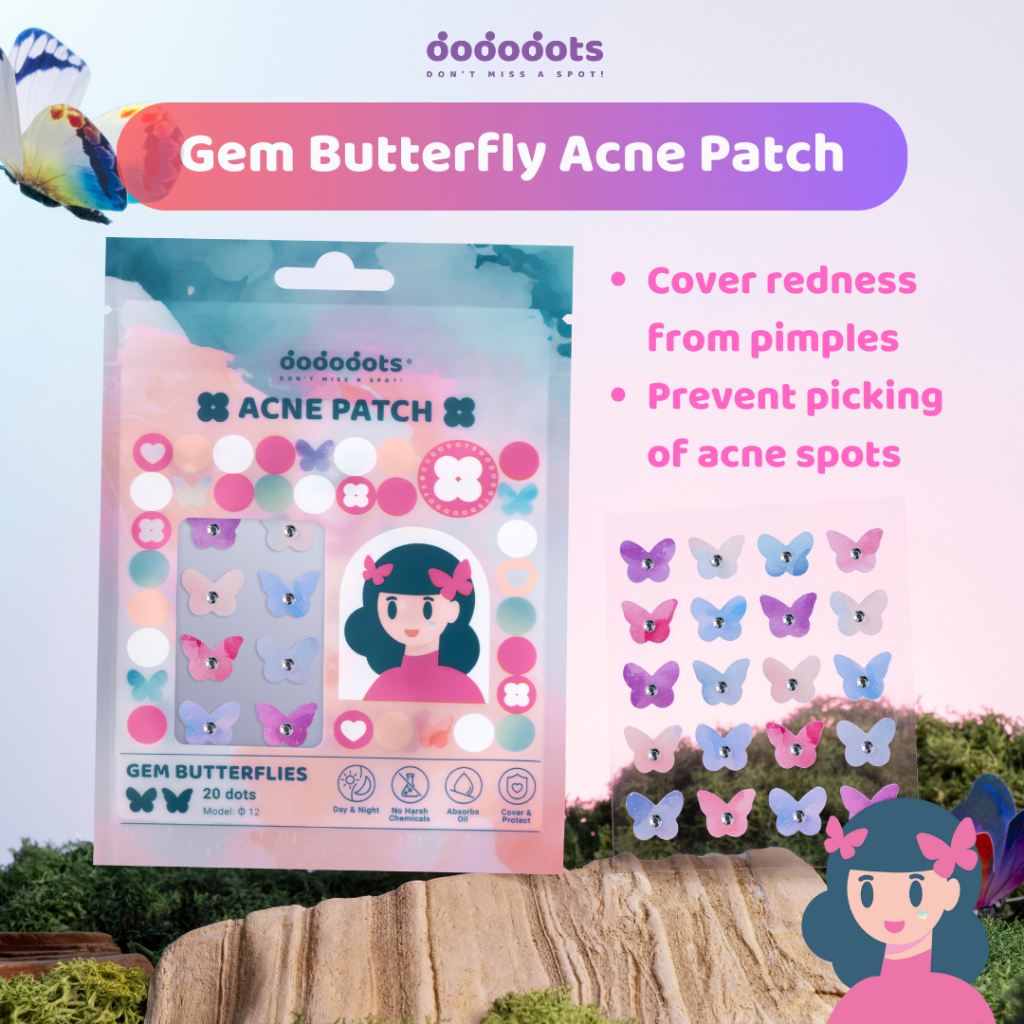 Dododots Beauty Patch | Gem Butterflies | Cute Design Acne Patch | Pimple Acne Patch | Face ...