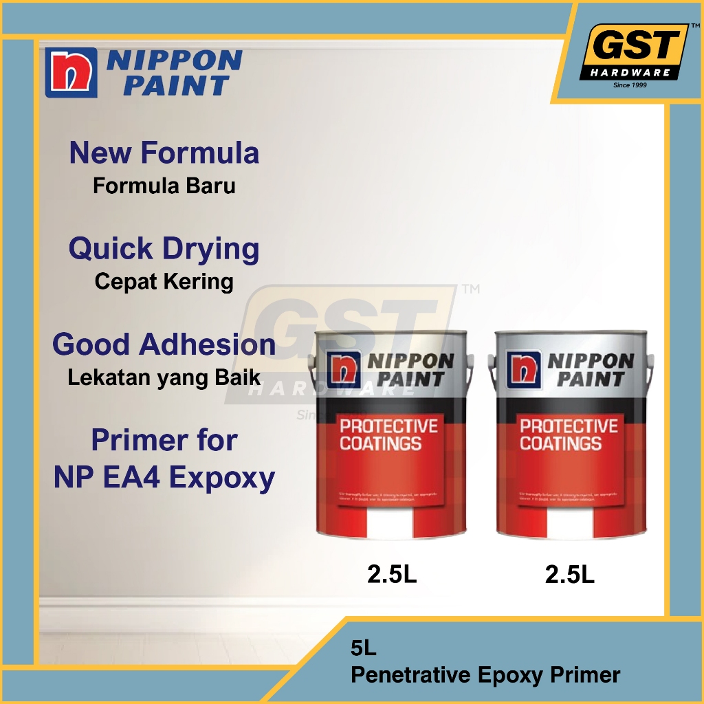 5L Nippon Paint EA4 Epoxy Finish HB c/w Hardener Cat Lantai Rumah Epoxy ...