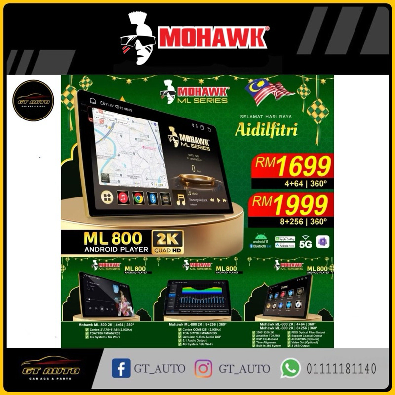MOHAWK ML800 4 RAM 64 GB / 8 RAM 256 GB 2K QUAD QLEDSCREEN 360 CAM 9 ...
