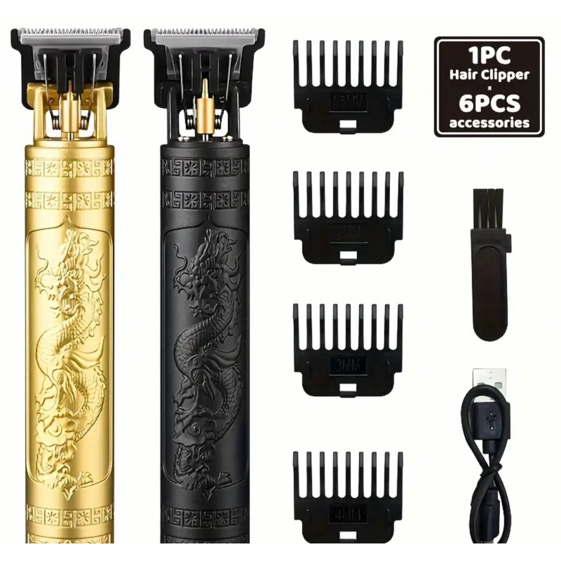 Set Gunting Rambut & Pencukur Janggut Profesional, Tanpa Wayar, Cas USB ...