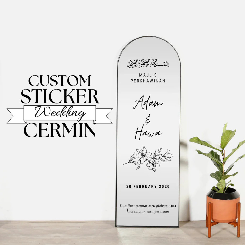 MIRROR STICKER I STICKER WEDDING I CERMIN PANJANG I CERMIN BULAT I ...