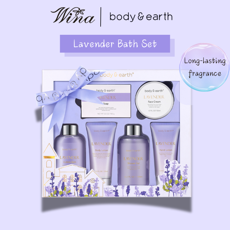 Lavender bath set 6PC gift box with long-lasting fragranceBody Wash ...
