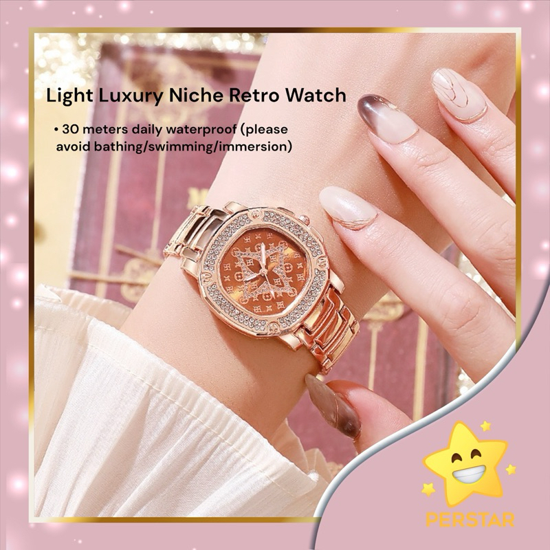 Light luxury Niche Retro Women's Steel Strap Quartz Watch Fashionable ...