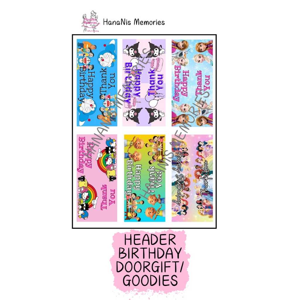 Part 1_Header Birthday Doorgift/Goodies (by HanaNis Memories) | Shopee ...