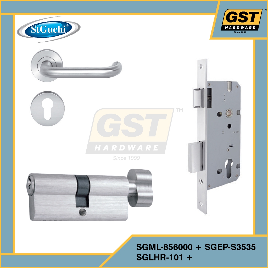 St Guchi Heavy Duty SS Lever Handle Wooden Door Lock Set | Complete ...