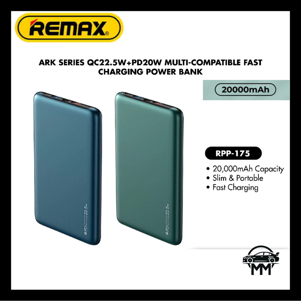 Remax RPP-175 20000mAh Ark Series 22.5W Multi-compatible Fast Charging Power Bank 3 Ports AI ...