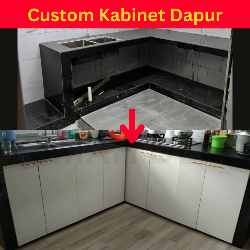 Maju DIY Kitchen Cabinet Full Set Dapur Pintu Kabinet Siap Frame dan ...