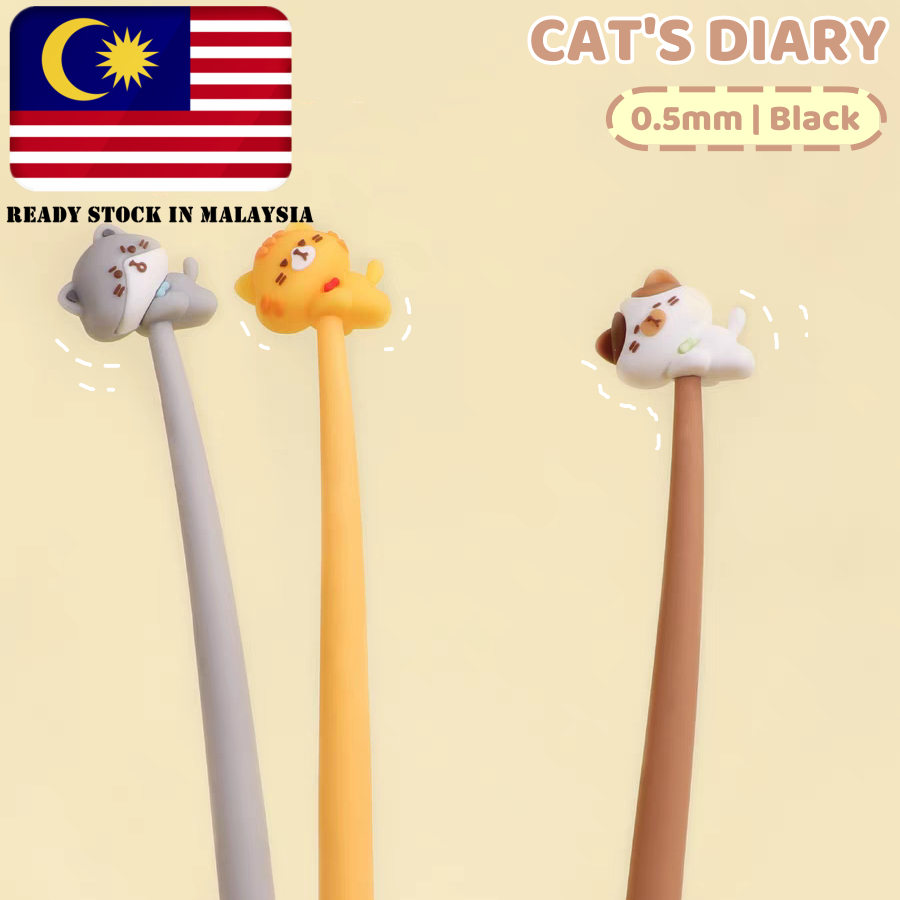 Creative Cute Cartoon Cat's Diary Shaky Swing Gel Pen 0.5mm Black Ink ...