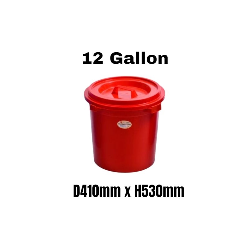 12 Gallon Black Plastic Dustbin With Cover / Tong Sampah Hitam ...