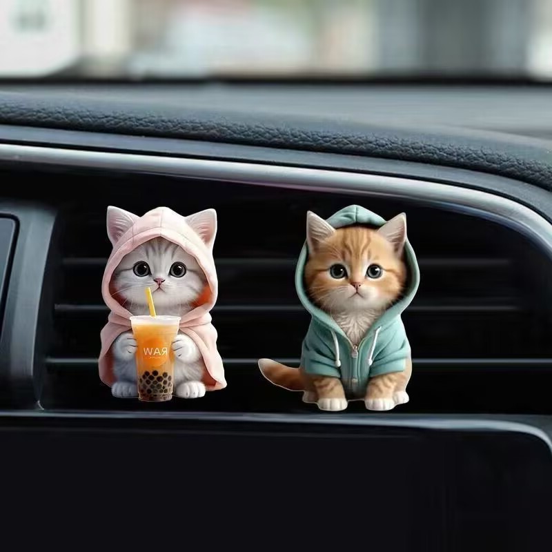 Hoodie Cat Cute Car Vent Perfume Aroma Refillable Tablet Air Freshener ...