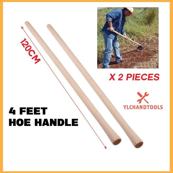 4 FEET x 2 PIECE ROUND HEAD HOES WOOD HANDLE ONLY WITHOUT EYE HOE ...