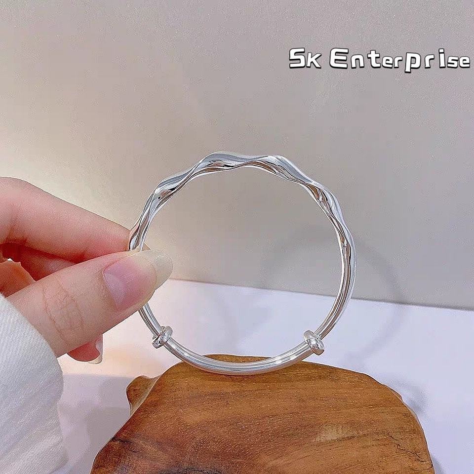New Stock 999 Silver Bangle Can Adjustable size 新货光面莫比乌斯环调节足银手镯 | Shopee Malaysia