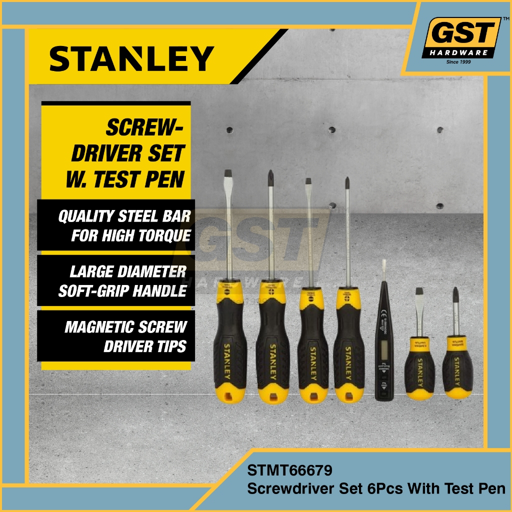 Stanley 6pcs Screwdriver Set With Test Pen STMT66679 Cushion Grip ...