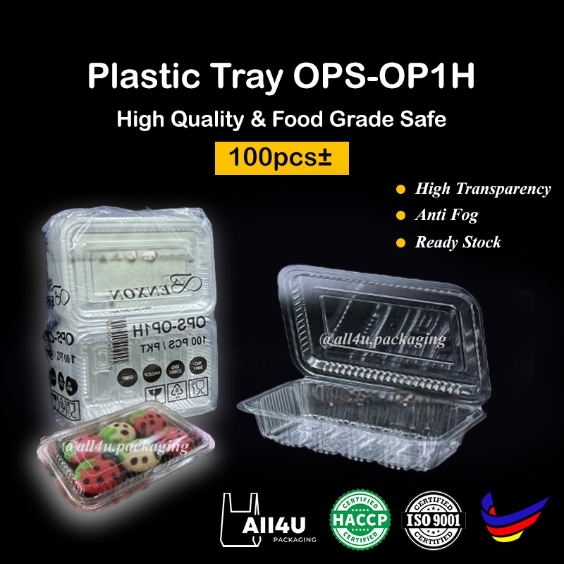 🔥CHEAPEST🔥 OPS-OP1H Plastic Tray 100pcs± Bakery Disposable Plastic ...
