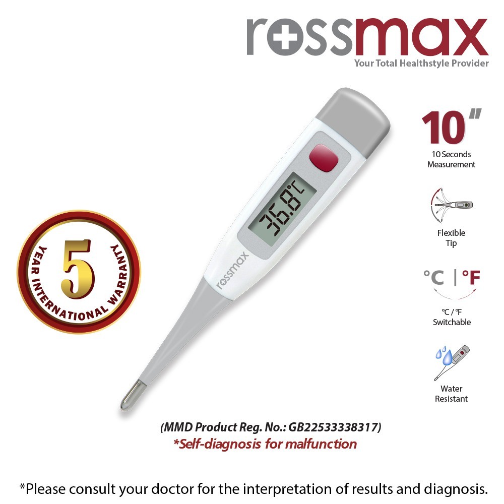 Rossmax Digital Thermometer TG380 | For Oral, Axillary & Rectal ...