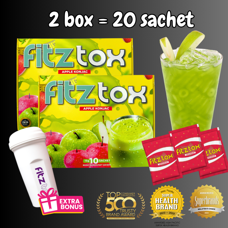FITZTOX MINUMAN DETOX BERPERISA APPLE KONJAC - 2 BOX (20 SACHET ...
