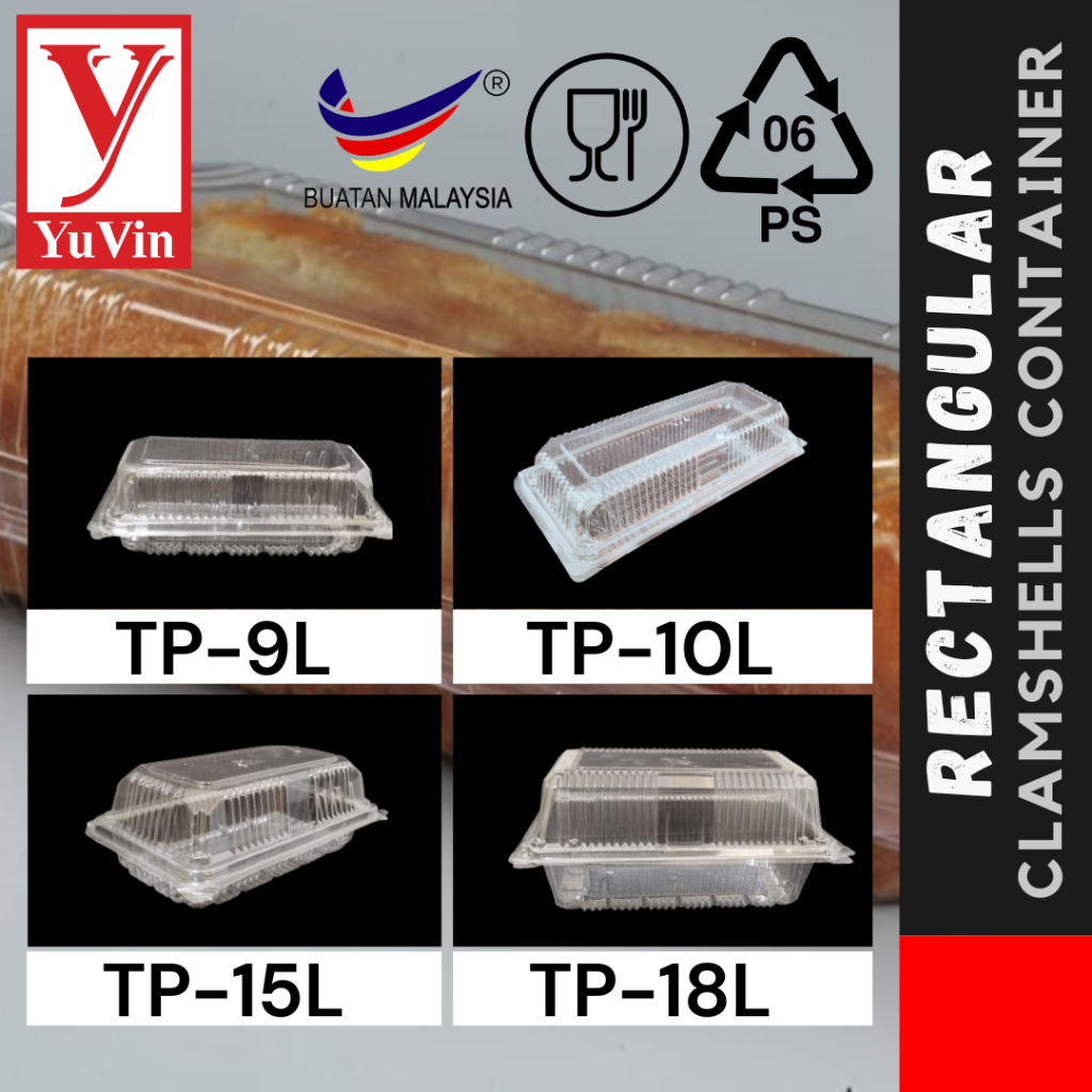 Ops Clamshell TP9L/TP10L/TP15L/TP18L/Clear Disposable Plastic Food Tray ...