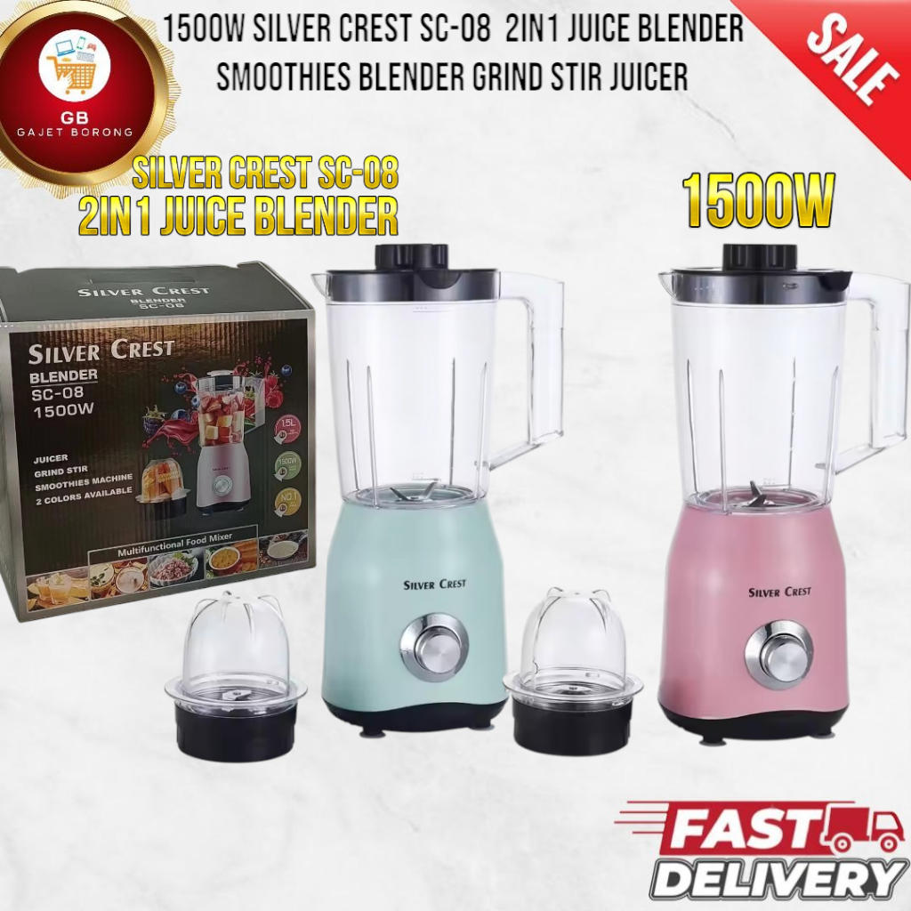1500W SILVER CREST SC-08 2IN1 JUICE BLENDER SMOOTHIES BLENDER GRIND ...