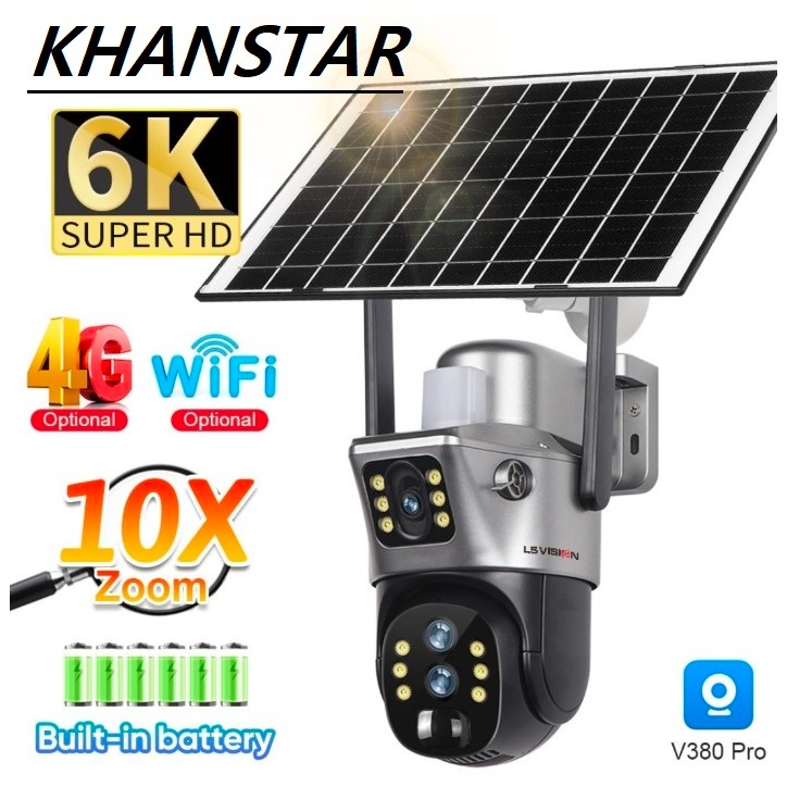 V380 PRO Three Screen Wifi CCTV Solar Outdoor IP66 Waterproof Camera 4G ...