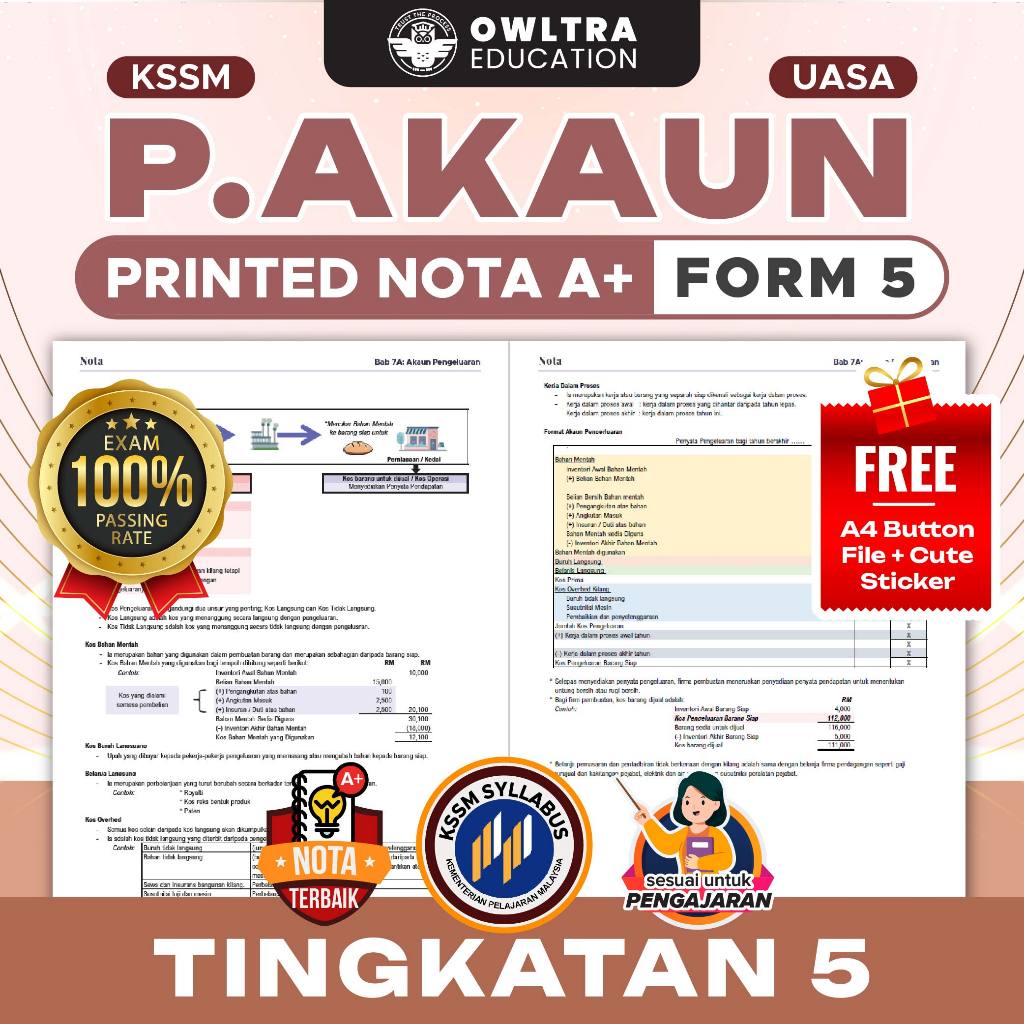 Nota Prinsip Akaun UASA Tingkatan 5 SPM Nota Latihan A+ (Printed Note ...