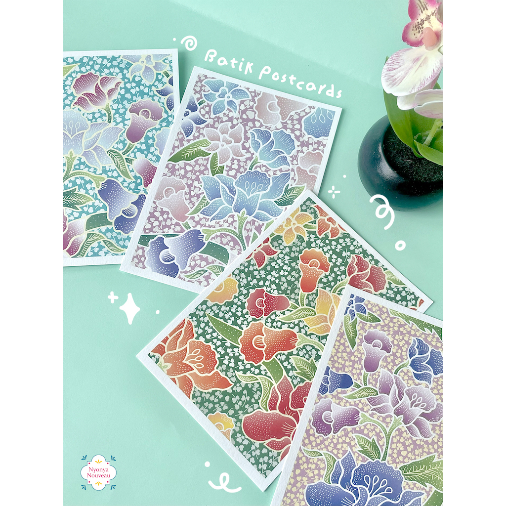 Batik Postcard Collection | Floral & Geometric Patterns | Malaysian ...