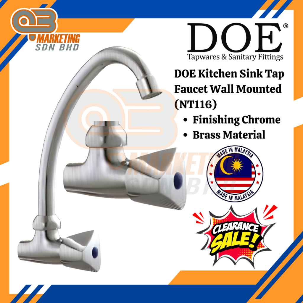DOE Kitchen Sink Tap Faucet Wall Mounted | NT116 | Shopee Malaysia