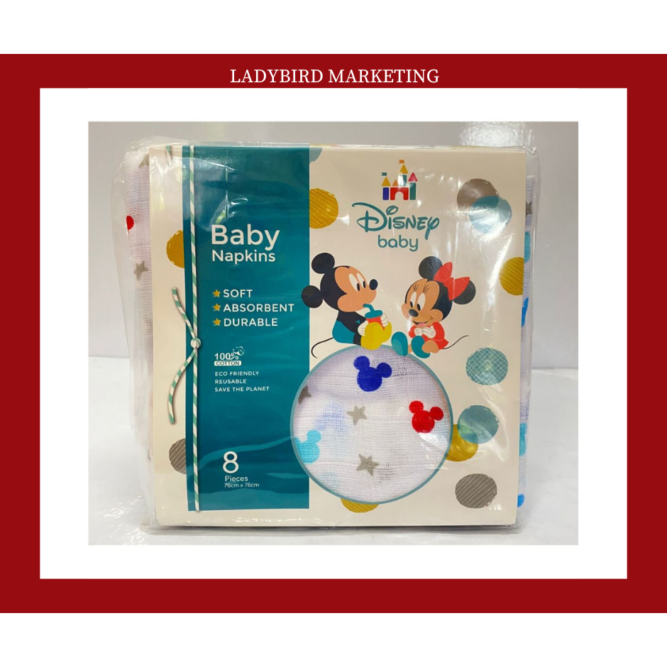 【Anakku】Disney Printed Napkin 8pcs / Napkin Baby / Napkin Bayi | Shopee ...