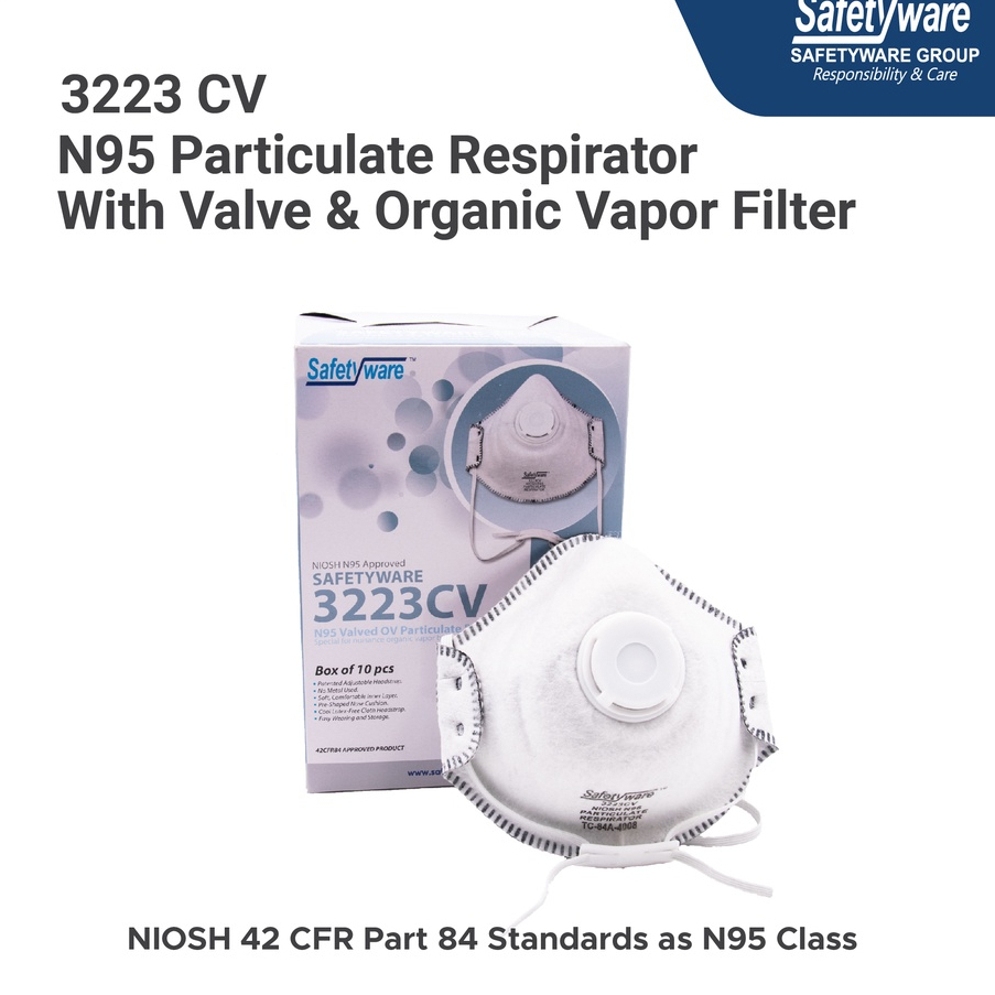 SAFETYWARE 3223CV N95 Particulate Respirator With Valve & Organic Vapor ...