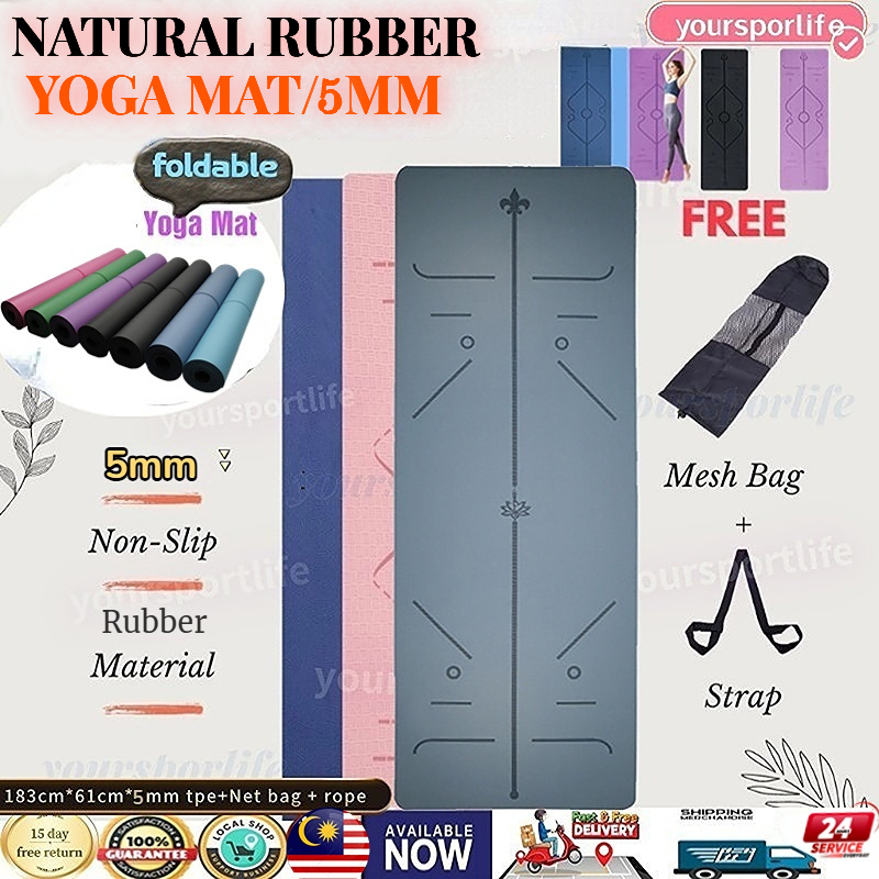 PU Natural Rubber 5MM NON-SLIP Yoga Mat Exercise Pad Environmental ...