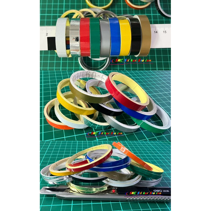 Sticker Lining Roll (5 Feet & 5 Kaki / Roll) 0.3cm / 0.7cm / 1cm ...