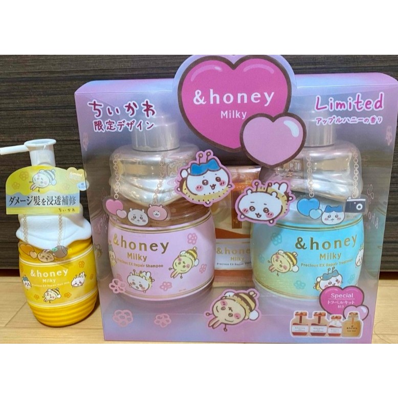 Set of 3 &Honey Milky Chiikawa Shampoo&Treatment&Hair Milk Set Milky ...