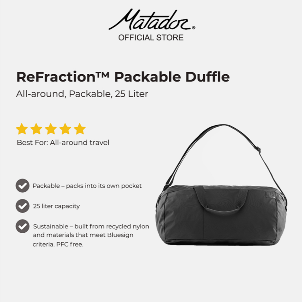 Matador® ReFraction Packable 25L Duffle for All-around travel | All-around, Packable Bag, 25 ...