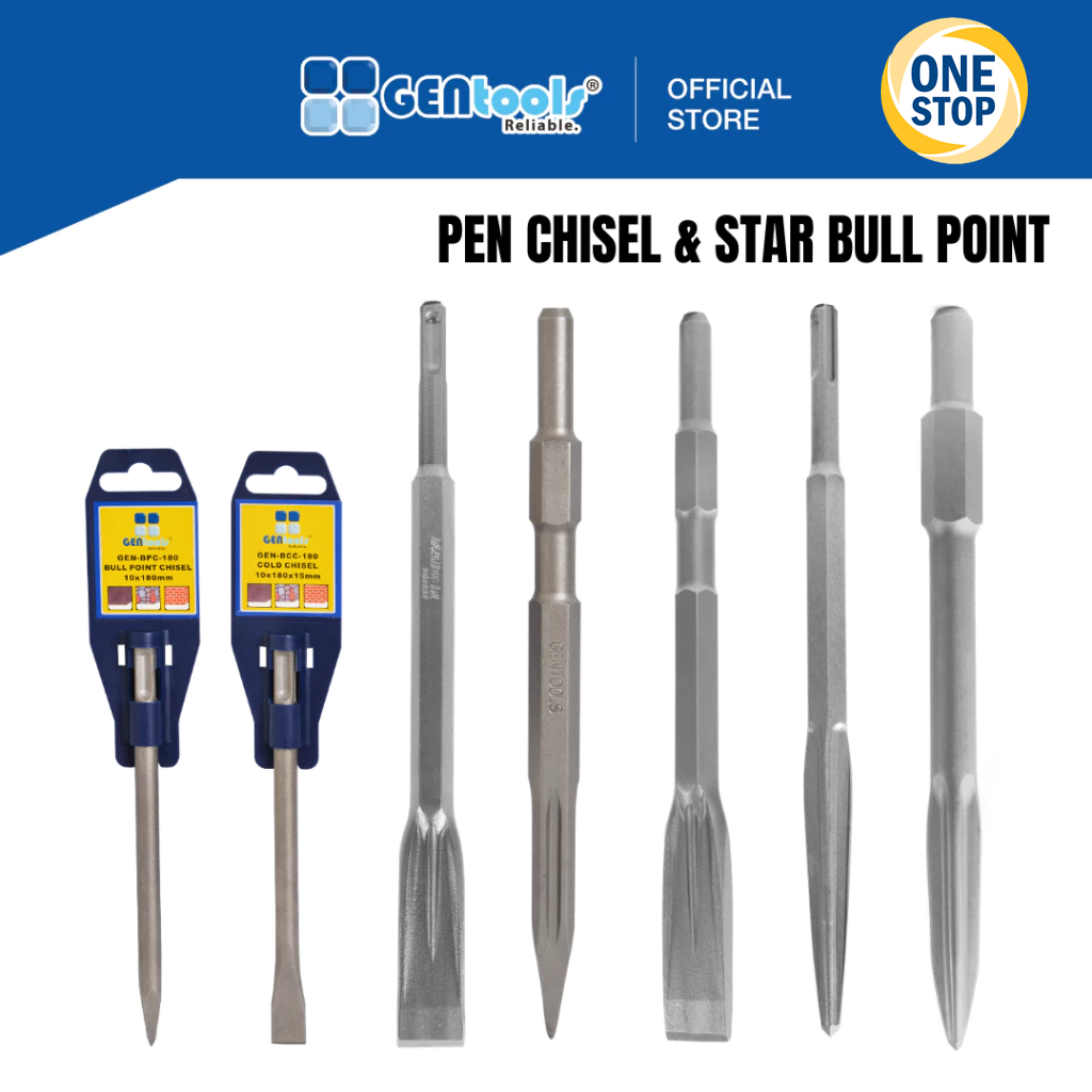 Gentools Pen Chisel Point / Cold Chisel / Star Bull Point (Size 10mm to ...