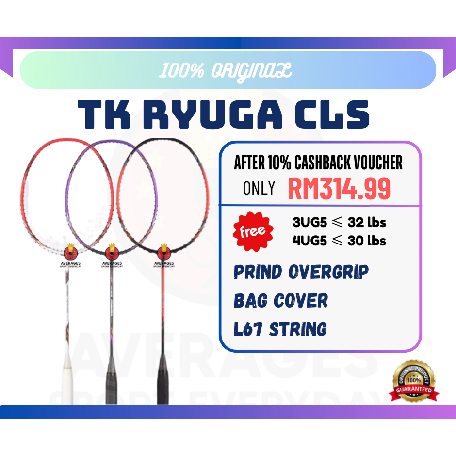 【NEW】 VICTOR TK-RYUGA CLS ORIGINAL Badminton Racket 龙牙之刃CLS【FREE GRIP ...