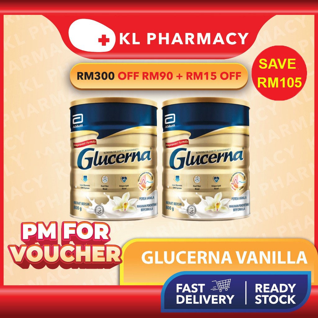 Glucerna Diabetes-Specific Formula - VANILLA (800g x 2 TIN) | Shopee ...