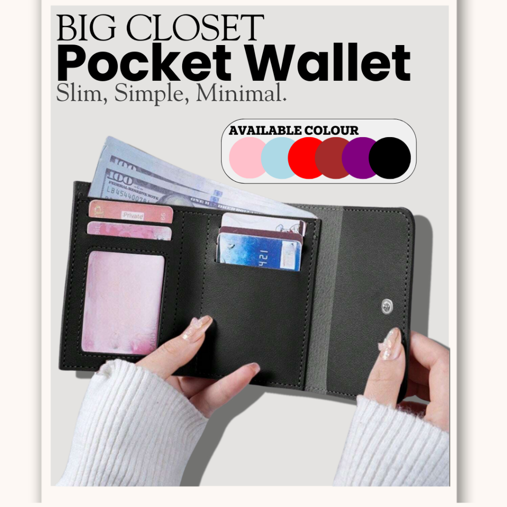 Dompet Wanita Mini PU Leather Slim & Stylish Trifold Wallet Korean ...