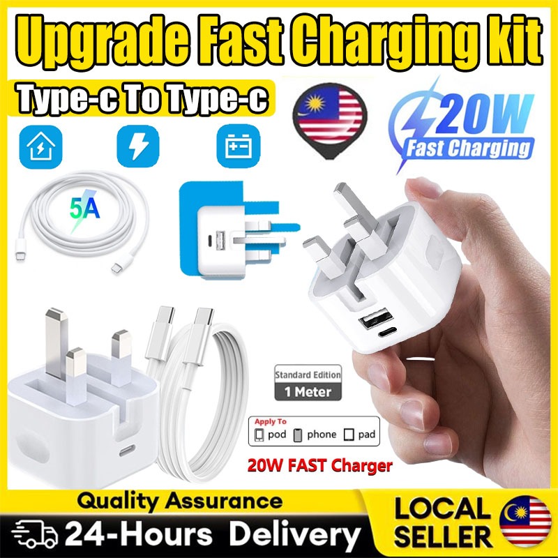20W Fast Charger USB C Adapter Set With 1M Charging Data Cable Set For ...