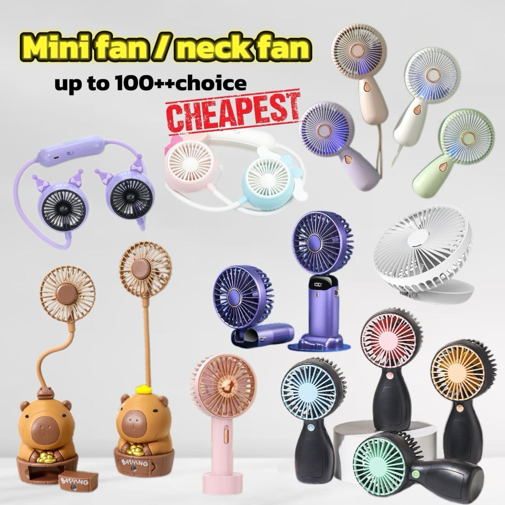 Cartoon Mini Fan Rechargeable Small Handheld Fan Hanging Neck Mini Desk ...