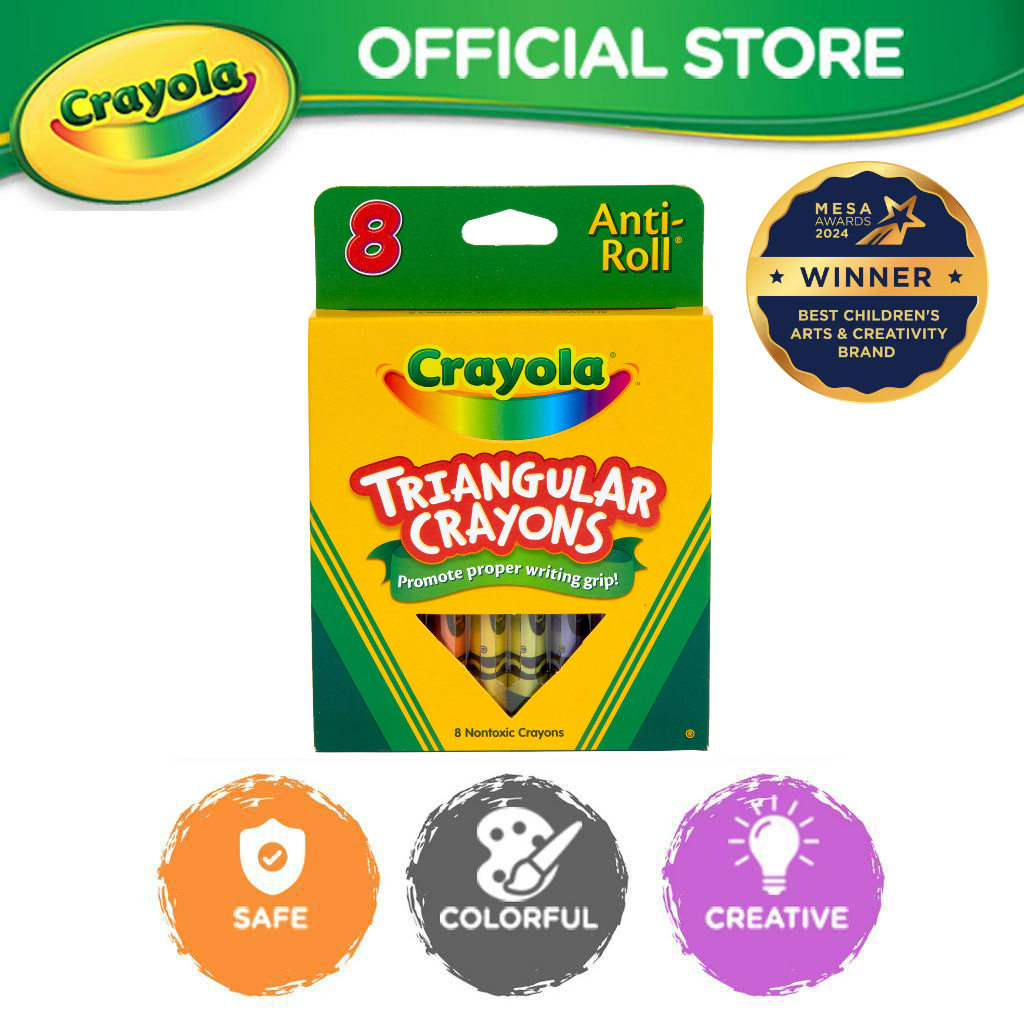 Crayola Anti-Roll Triangular Crayons, 8 Colors/Box Kids-Friendly Shape ...