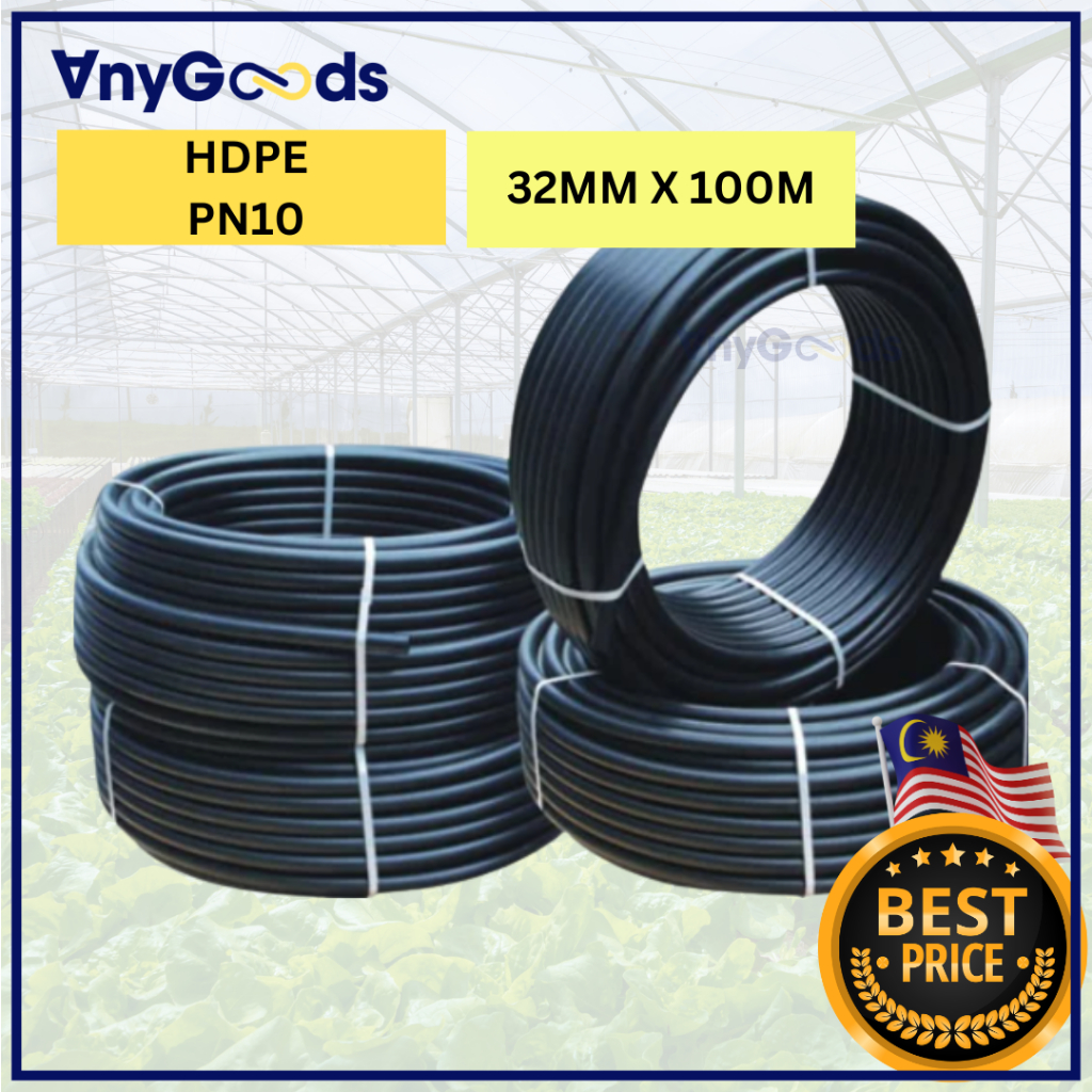 AnyGoods 32mm HDPE Irrigation Tubing Poly Pipe Water Tubing Fertigation ...