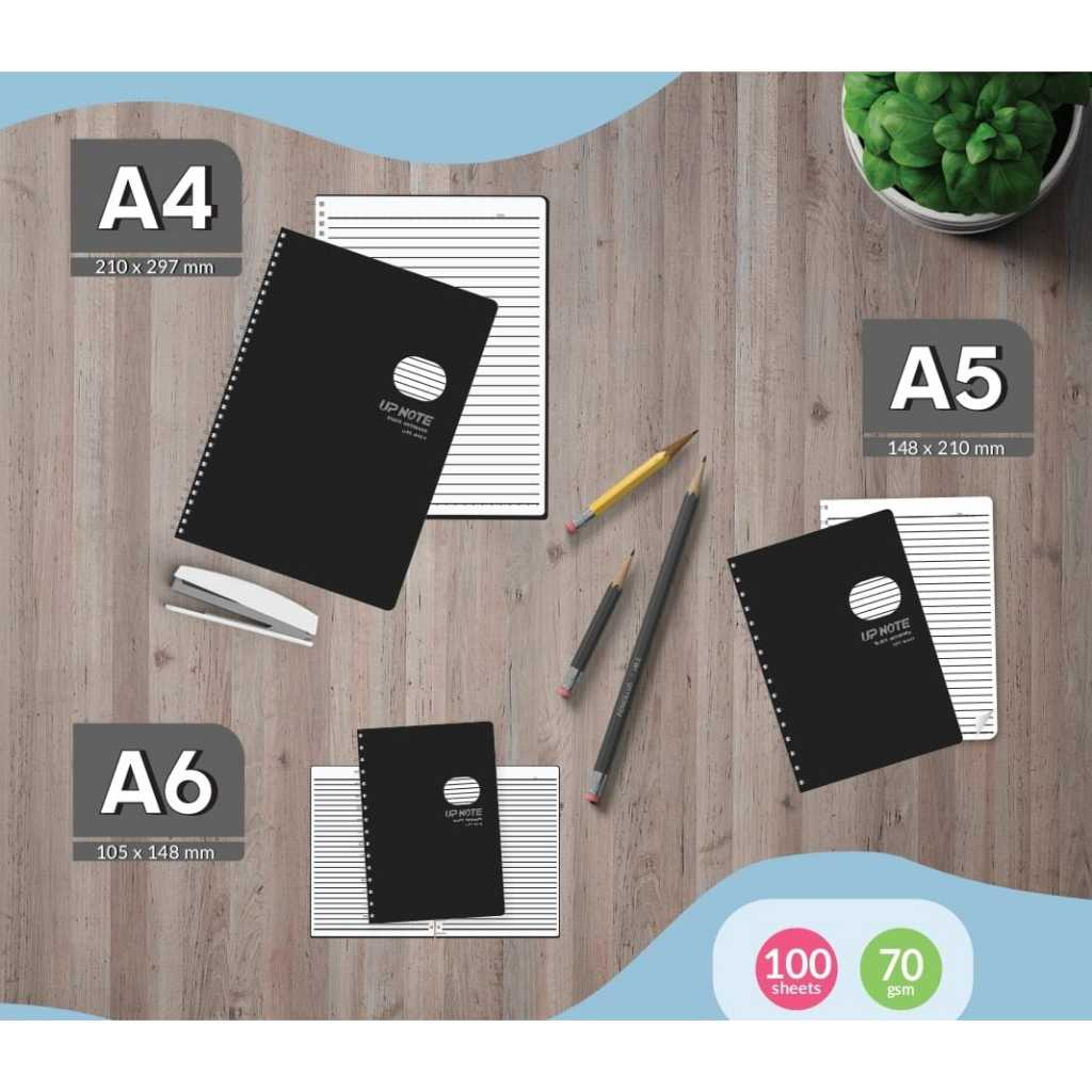 200pages Black Notebook A4 A5 A6 Spiral Wire O Planner Journal Notebook ...