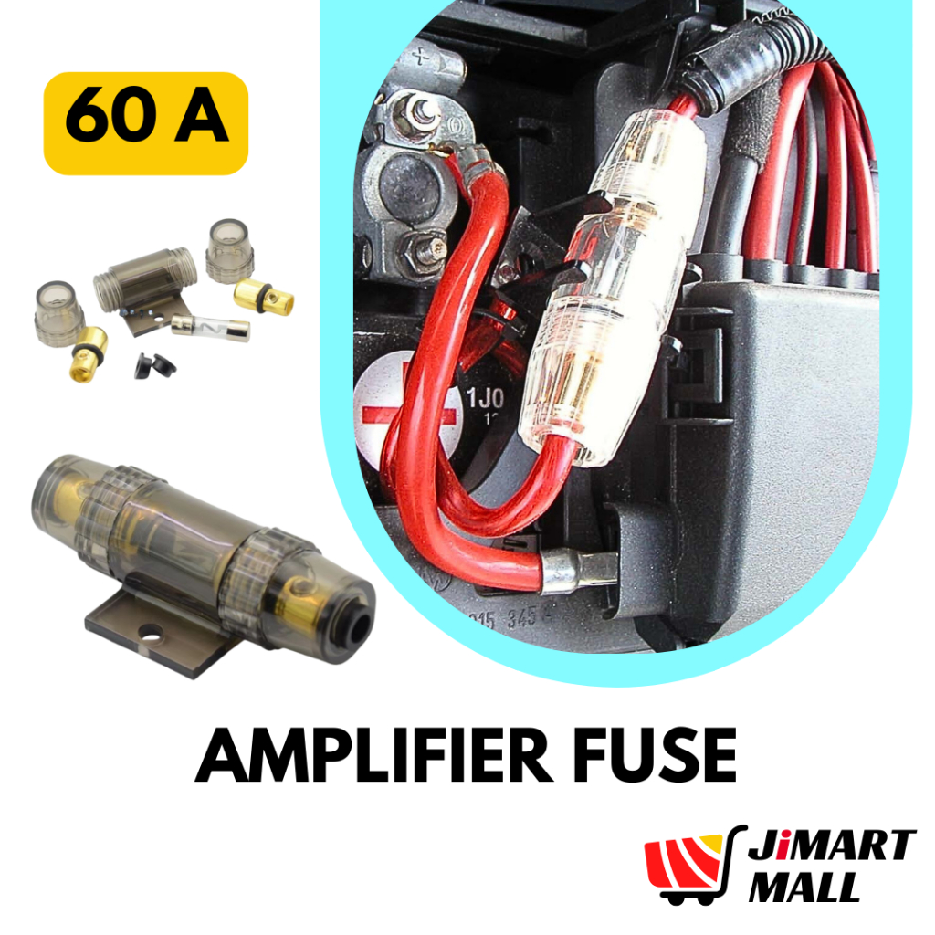 AMPLIFIER AUDIO FUSE 12V 60A CAR Audio In Line AWG AGU Fuse Holder 4 or ...