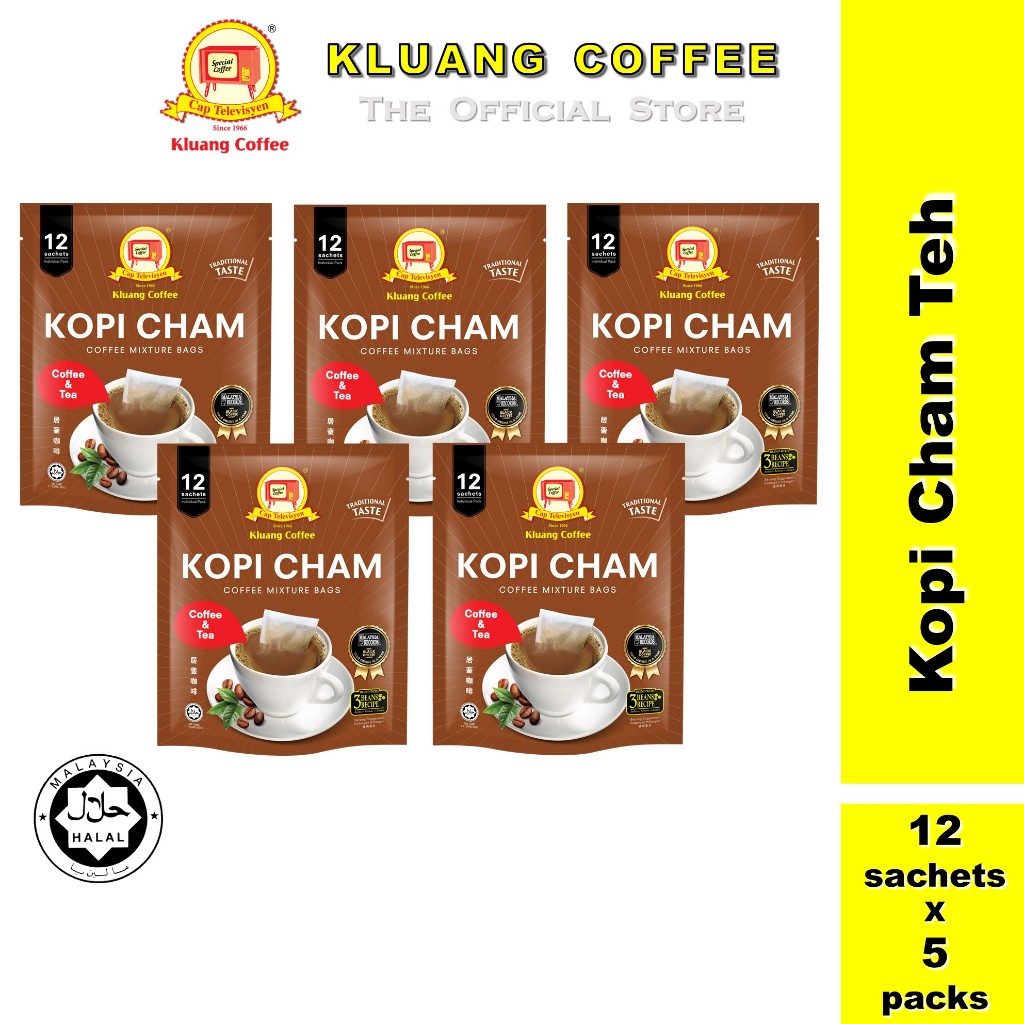 Kluang Black Coffee Cap Televisyen Kopi Cham Teh (12 individual sachets ...