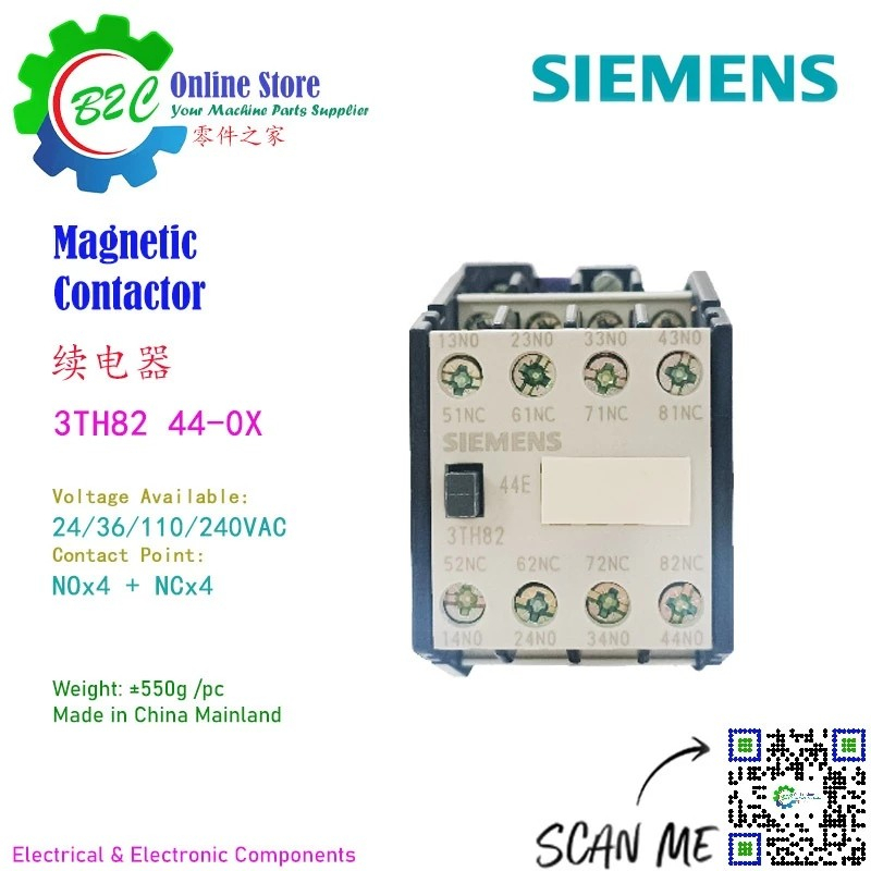 Siemens 3TH82 44-0X Magnetic Contactor Relay VAC 4NO + 4NC 44E ...