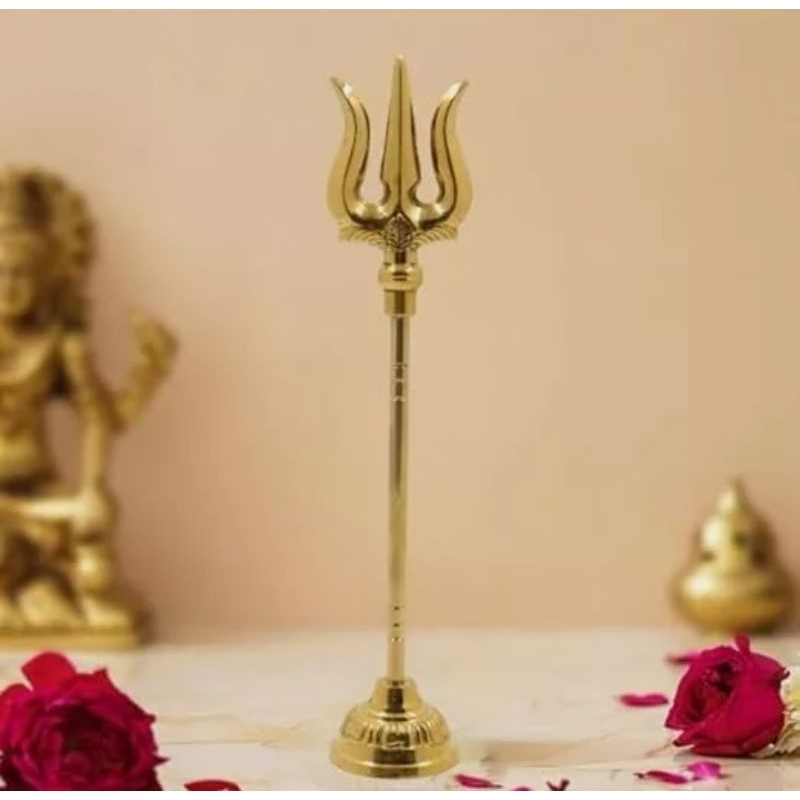Golden Brass Soolam Amman Trishul Brass with Round Base Kali Soolam ...
