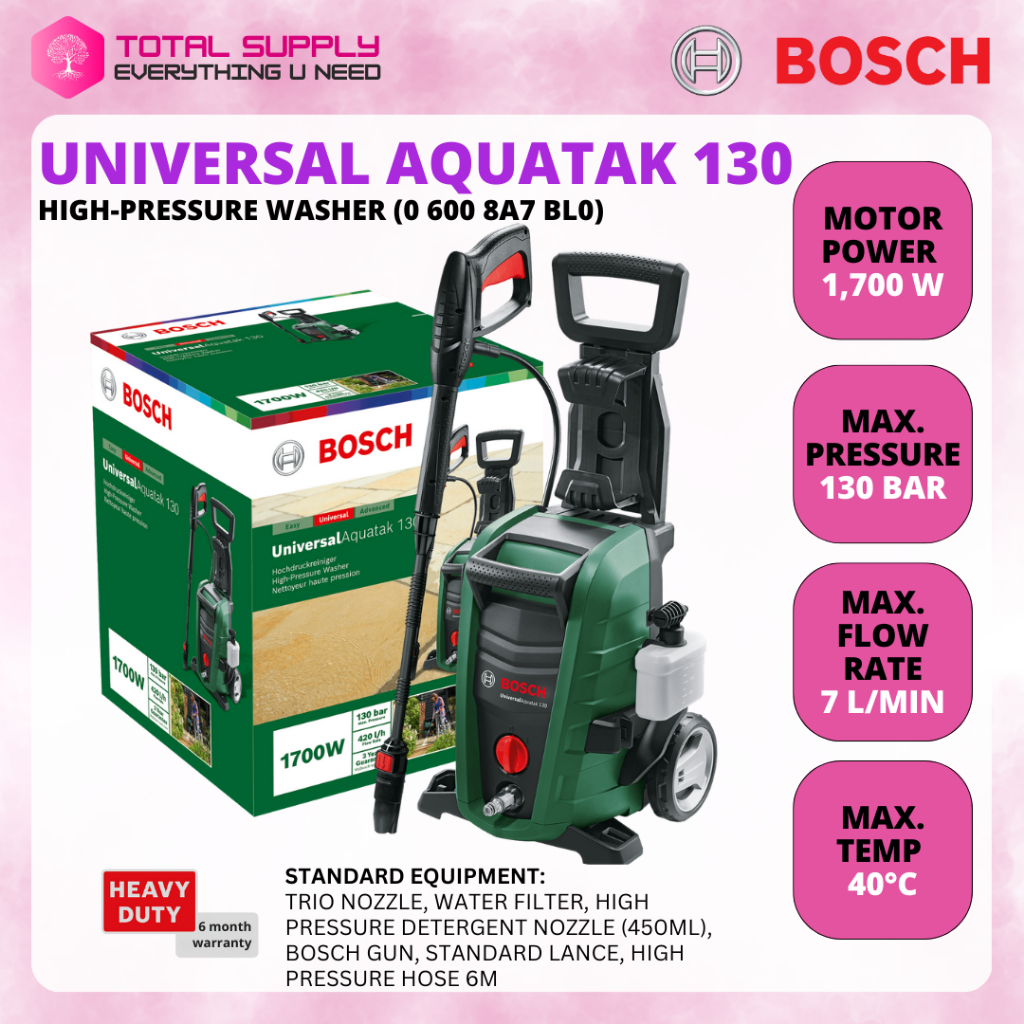 AQUATAK 130 BOSCH HIGH PRESSURE WASHER CLEANER WATER JET 130 BAR ...